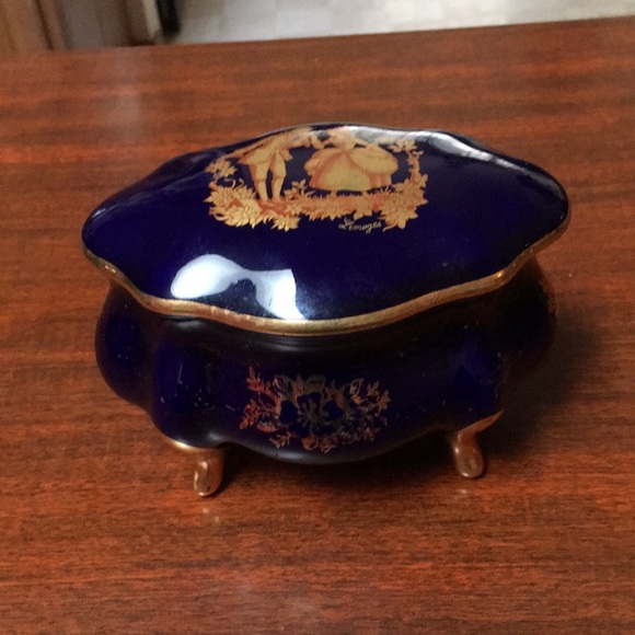 Limoges | Accents | Vintage Cobalt Blue Limoges Porcelain Lidded Box ...
